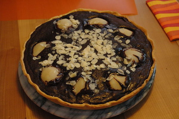 Tarte poires, chocolat noir et streusel de Jean-Marie Hincker